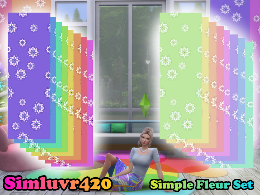 The Sims Resource - Simple Fleur Wallpaper Set