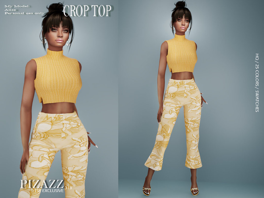 The Sims Resource - Ribbed Crop Top
