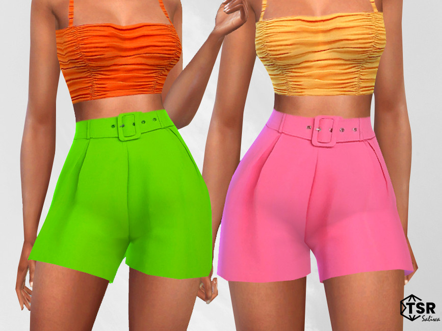 The Sims Resource - Belted Colorful Summer Shorts