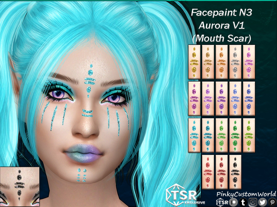 The Sims Resource | Facepaint N3 - Aurora V1 (Mouth Scar)