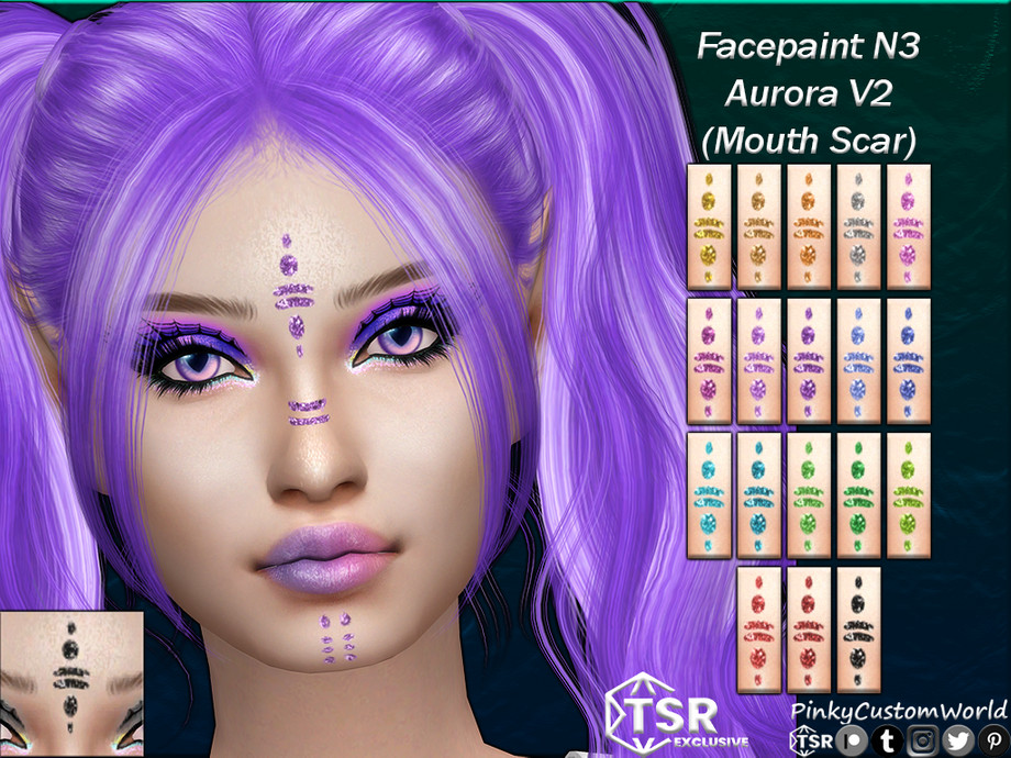 The Sims Resource | Facepaint N3 - Aurora V2 (Mouth Scar)