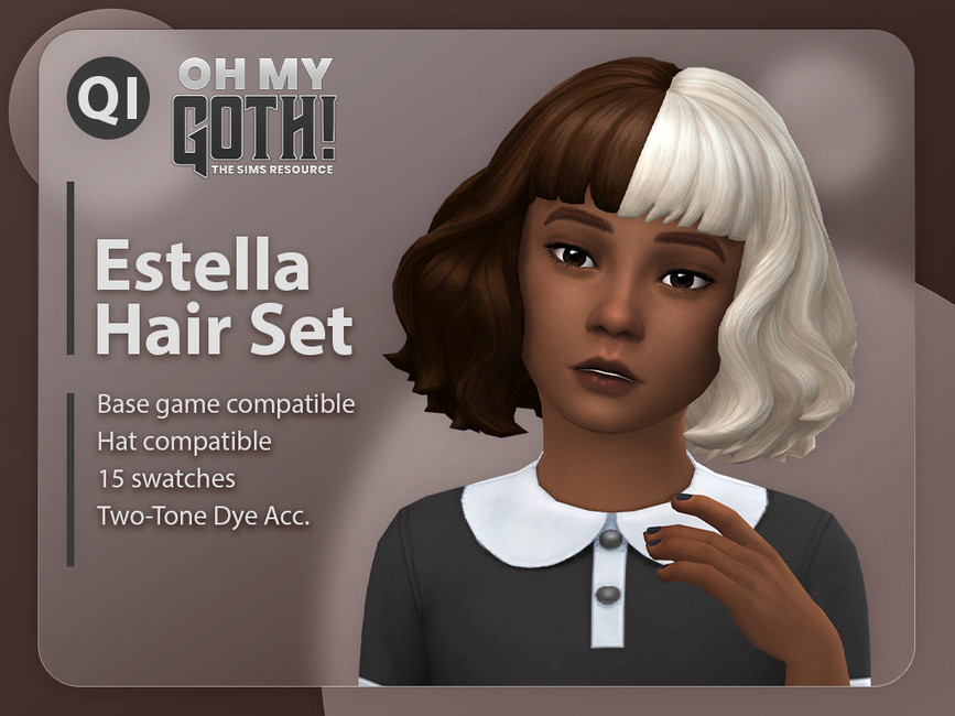 The Sims Resource - Oh My Goth - Estella Hair Set