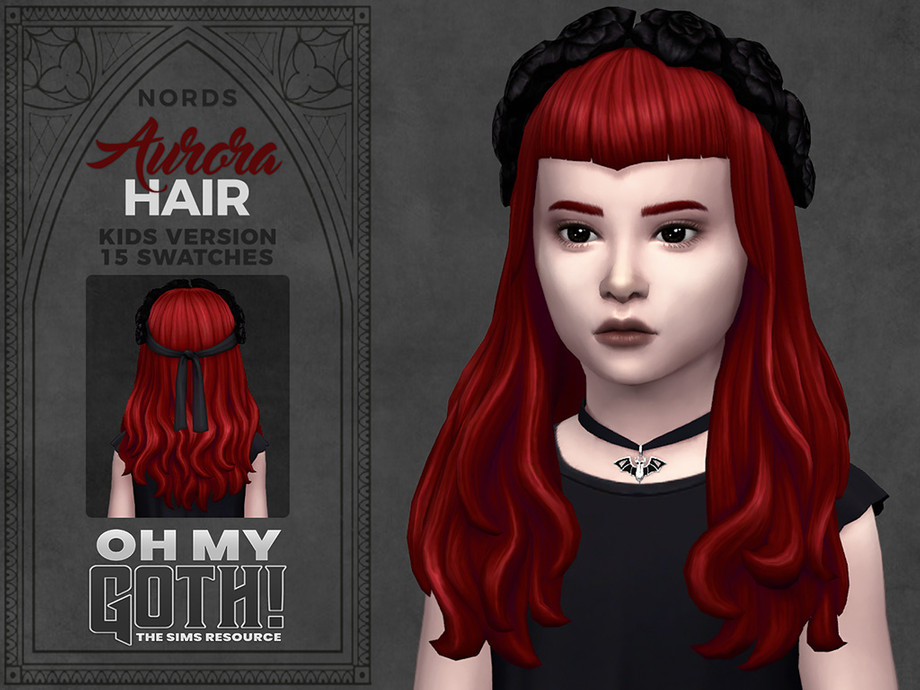 The Sims Resource | Oh My Goth! - Aurora Hair for Kids