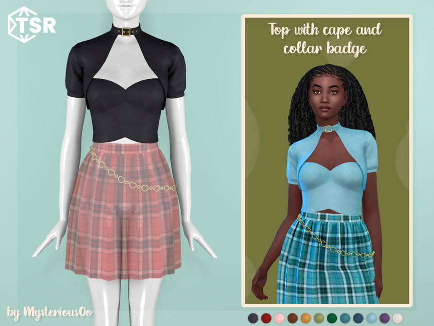 The Sims Resource - Top with cape and collar badge