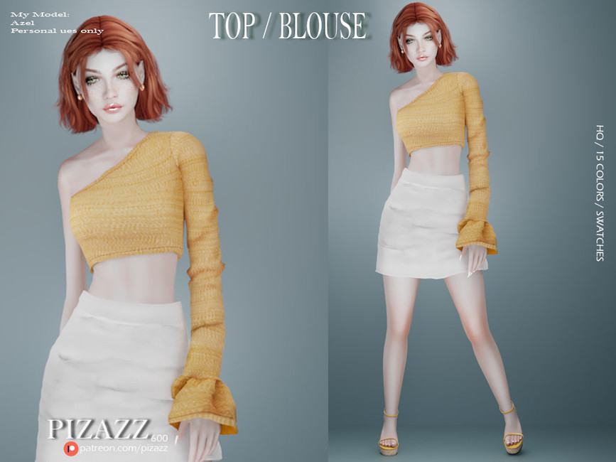 The Sims Resource - Off The Shoulder Long Sleeve Top