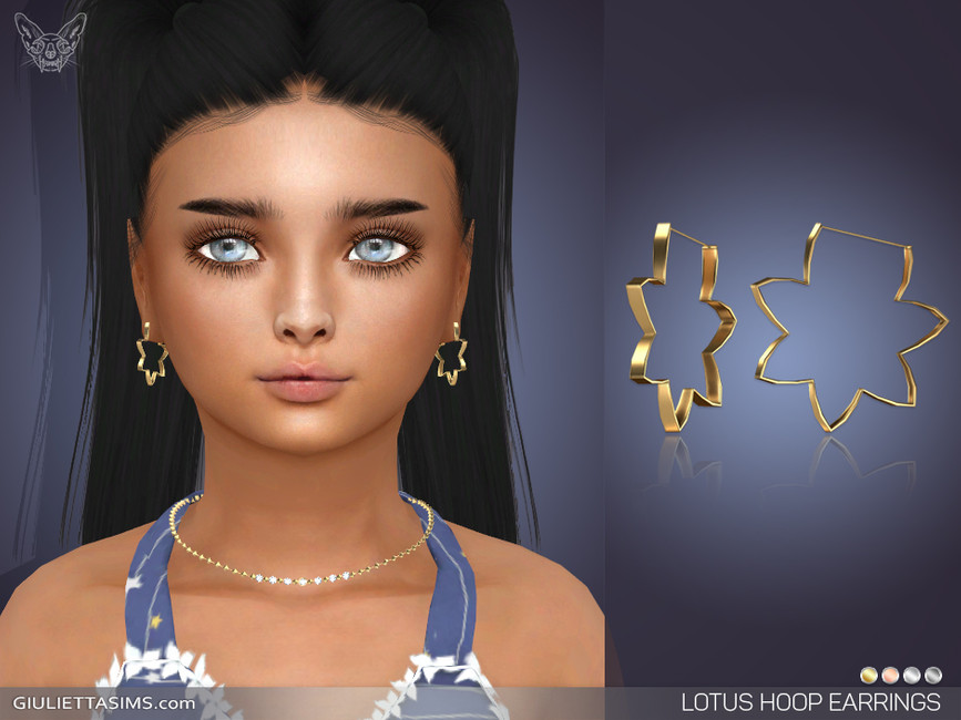 The Sims Resource - Lotus Hoop Earrings For Kids