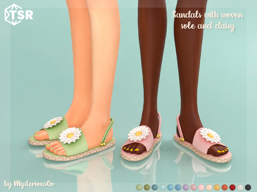 The Sims Resource - Sandals with woven sole and daisy