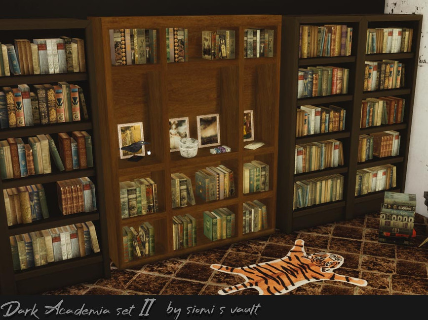 The Sims Resource - Dark Academia Set II bookcase by Siomi's Vault