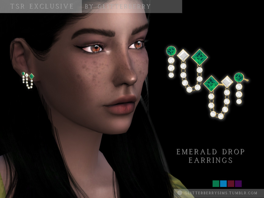 The Sims Resource - Emerald Drop Earrings