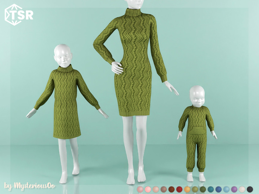 The Sims Resource - Knitted high neck dress Adult