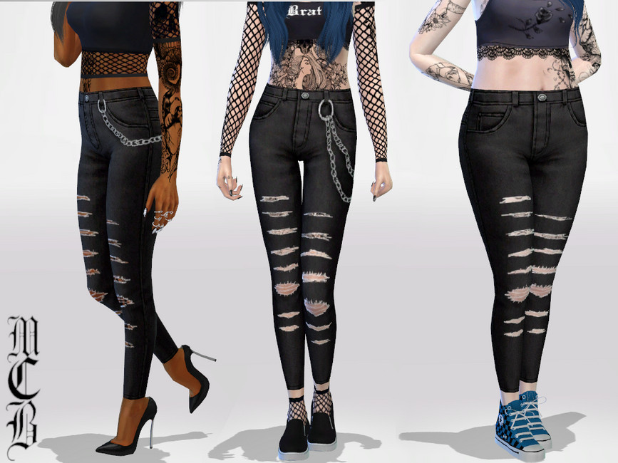The Sims Resource - Ripped Skinny Jeans