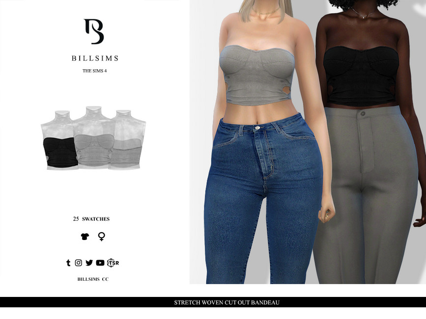 The Sims Resource - Stretch Woven Cut Out Bandeau