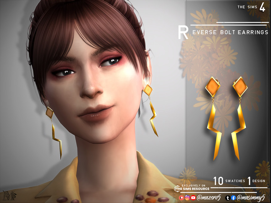 The Sims Resource - Reverse Bolt Earrings