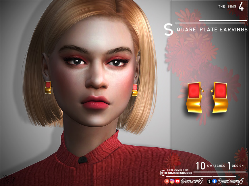 The Sims Resource - Square Plate Earrings