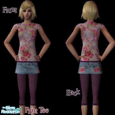 The Sims Resource | Floral Print Tee