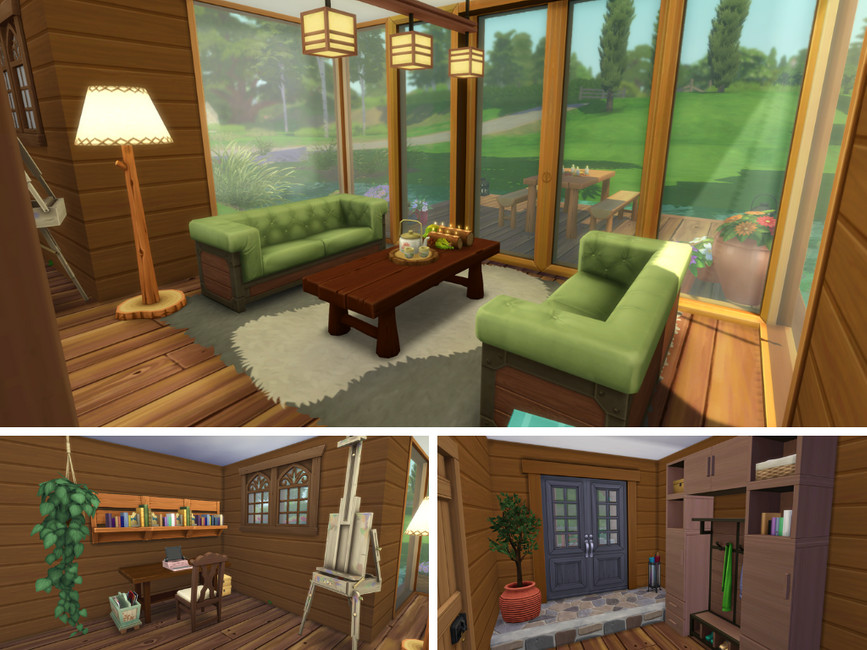 The Sims Resource - Rustic Log House with Modern Extension - no CC