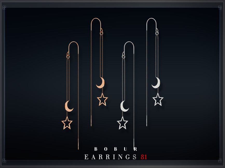 The Sims Resource - Hanging star moon earrings