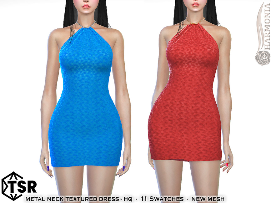 The Sims Resource - Metal Neck Textured Dress