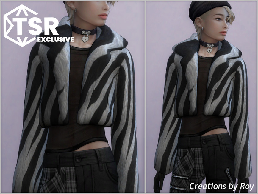 The Sims Resource - Zebra Fur Coat