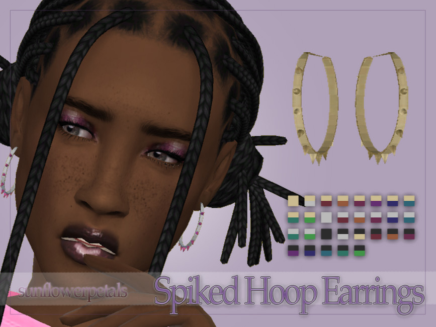The Sims Resource - Spiked Hoop Earrings