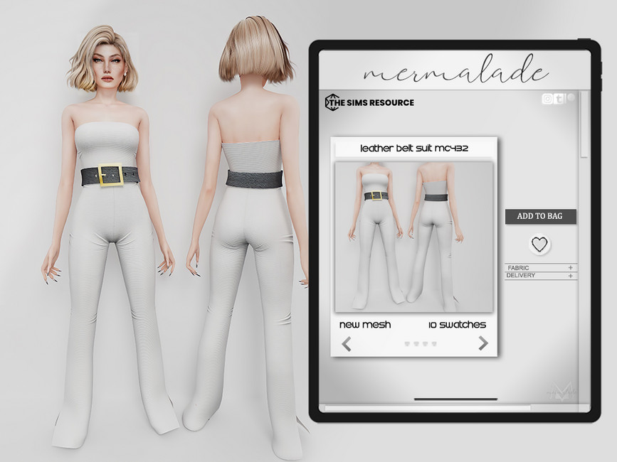 The Sims Resource - Leather Belt Suit MC432