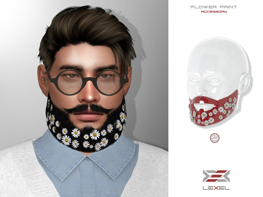 The Sims Resource - Flower Print (Beard Accessory)