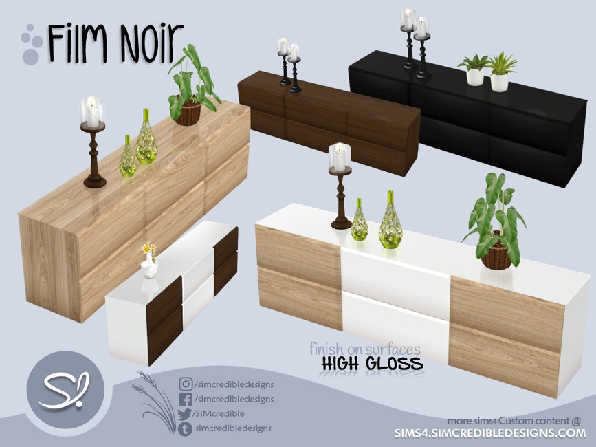 The Sims Resource - Film Noir Sideboard