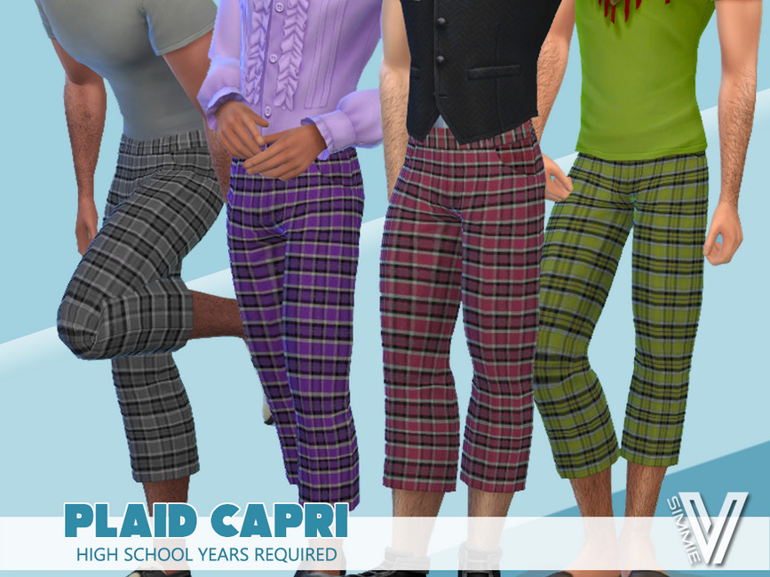 The Sims Resource - Plaid Capri Pants HSY Redux