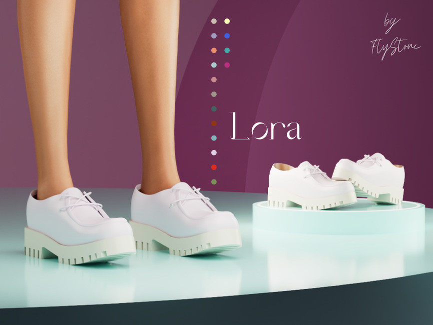 The Sims Resource - "Lora" beige suede lace-up loafers