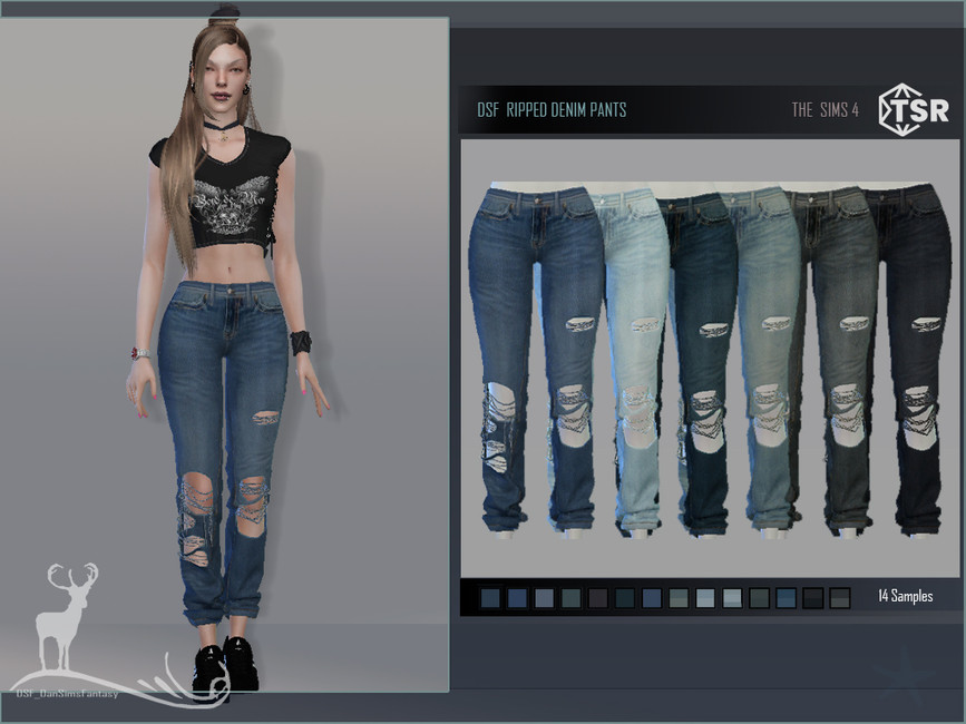 The Sims Resource - RIPPED DENIM PANTS