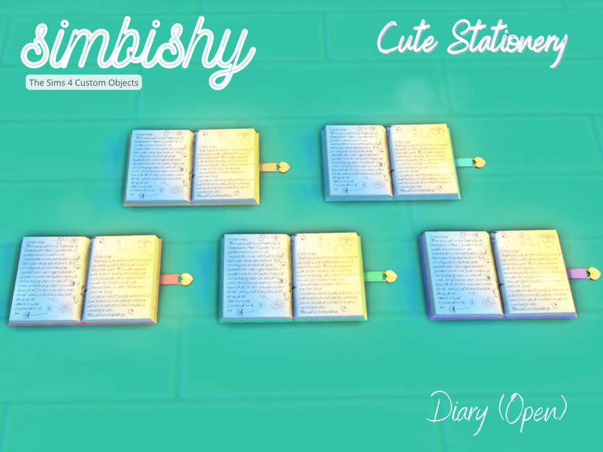 The Sims Resource - Cute Stationery Set - Diary (Open)