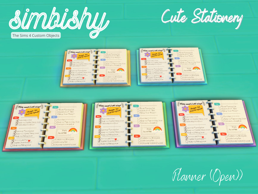 The Sims Resource - Cute Stationery Set - Planner (Open)