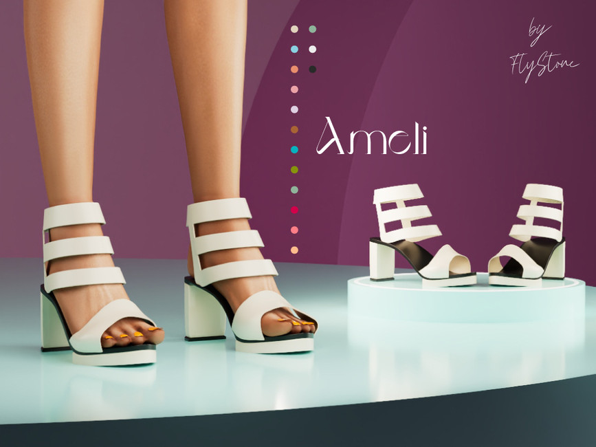The Sims Resource - "Ameli" leather sandals on high heels
