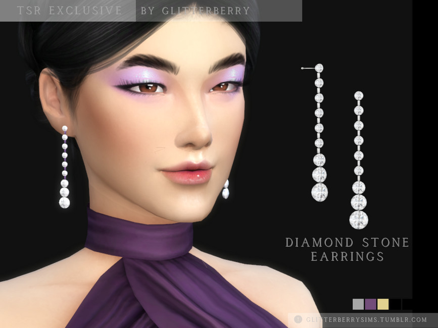 The Sims Resource - Diamond Stone Earrings