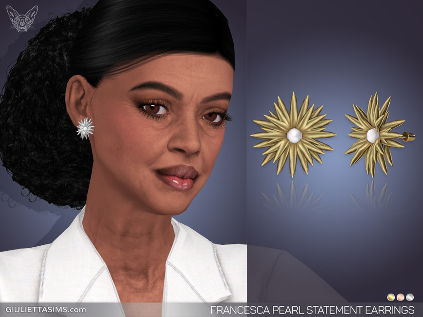 The Sims Resource - Francesca Pearl Statement Earrings