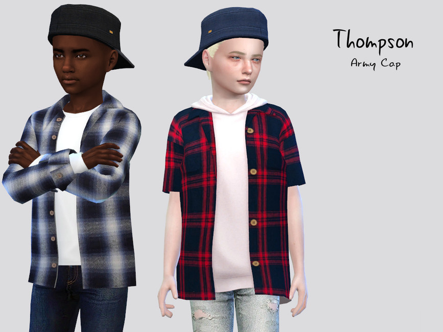 The Sims Resource - Thompson Army Cap Boys