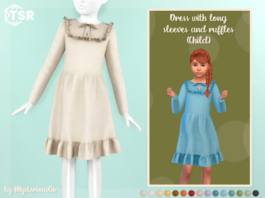 The Sims Resource - Dress with long sleeves and ruffles Child
