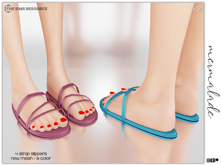 The Sims Resource - 4 Strap Slippers S42