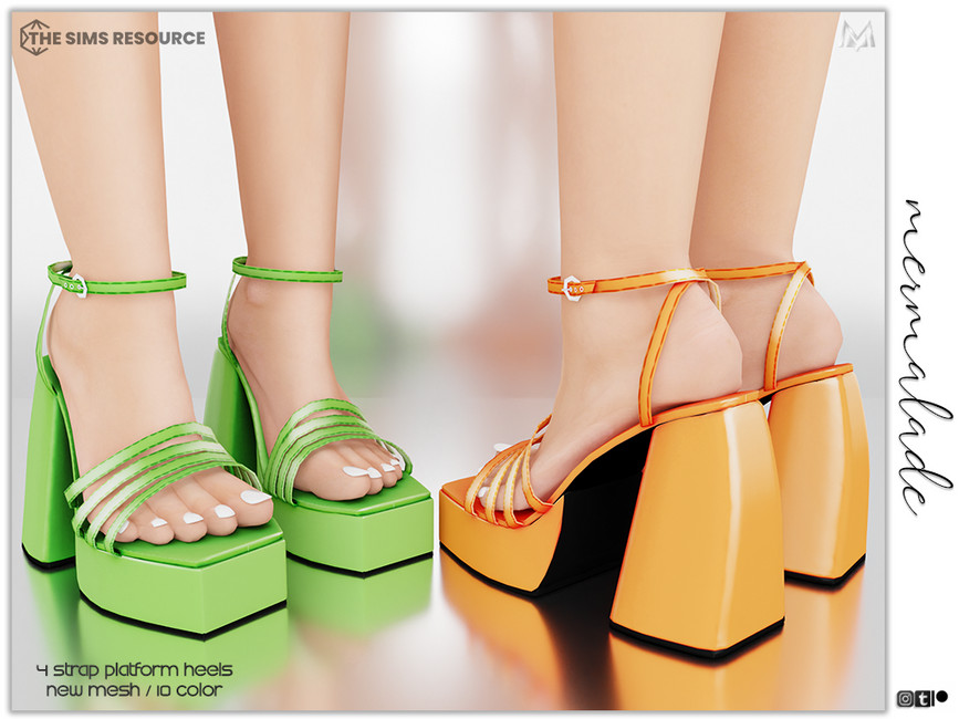 The Sims Resource - 4 Strap Platform Heels S43