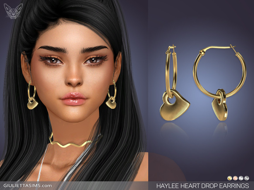 The Sims Resource - Haylee Heart Earrings