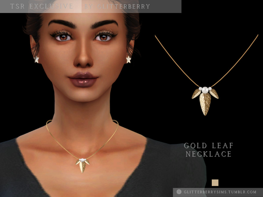 The Sims Resource - Gold Leaf Necklace