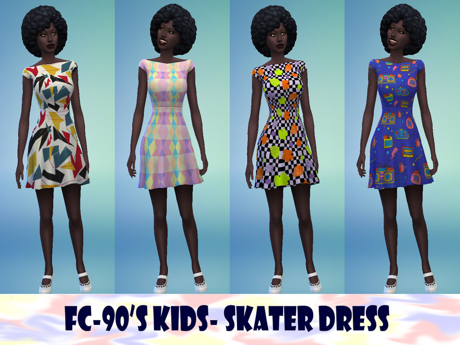 The Sims Resource | FC- 90s Kids- Skater Dress