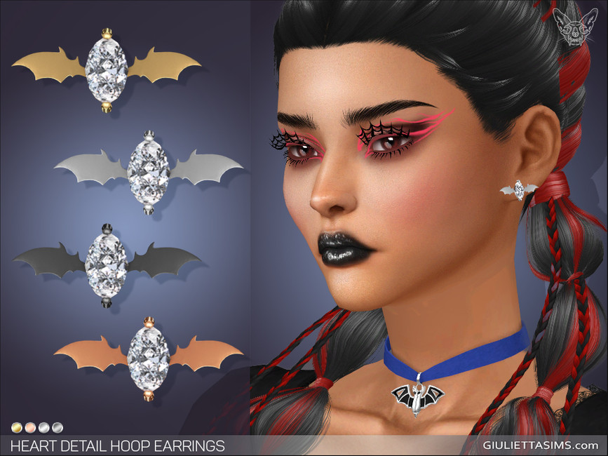The Sims Resource - Bat Crystal Earrings