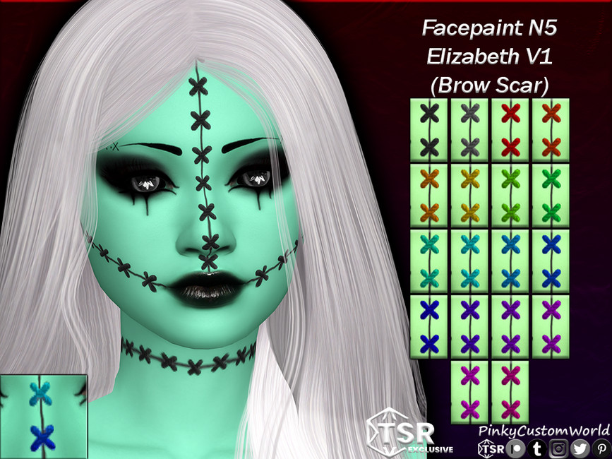 The Sims Resource - Facepaint N5 - Elizabeth V1 (Brow Scar)