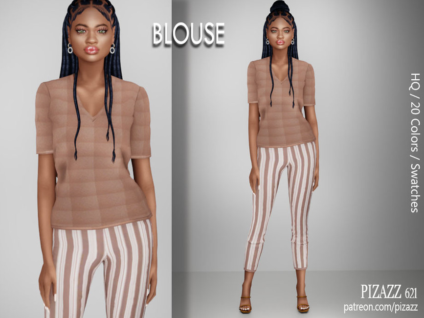 The Sims Resource - V Neck Blouse