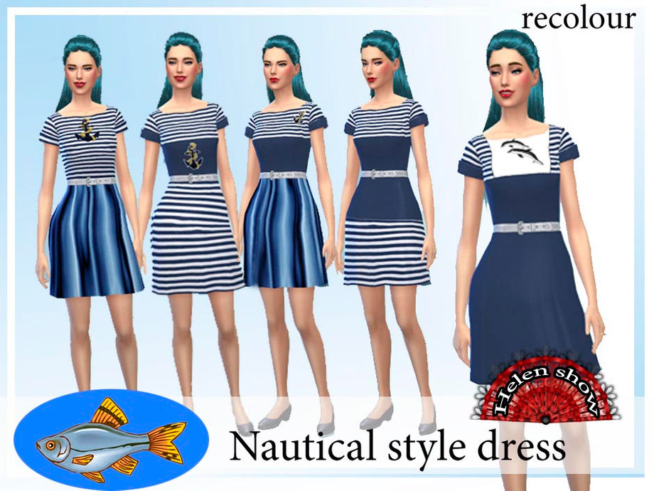 The Sims Resource | Nautical style dress