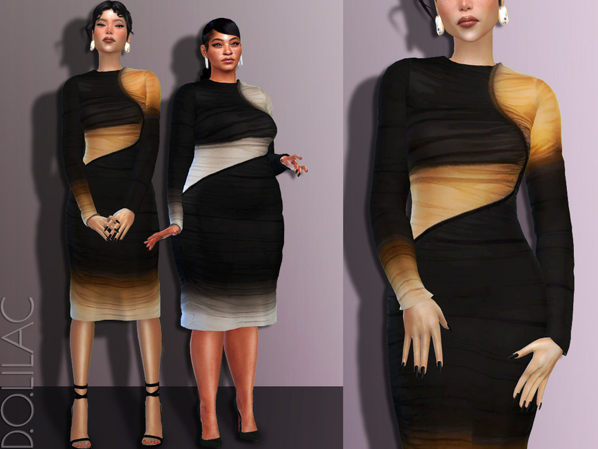 The Sims Resource - Gradient Effect Dress DO557