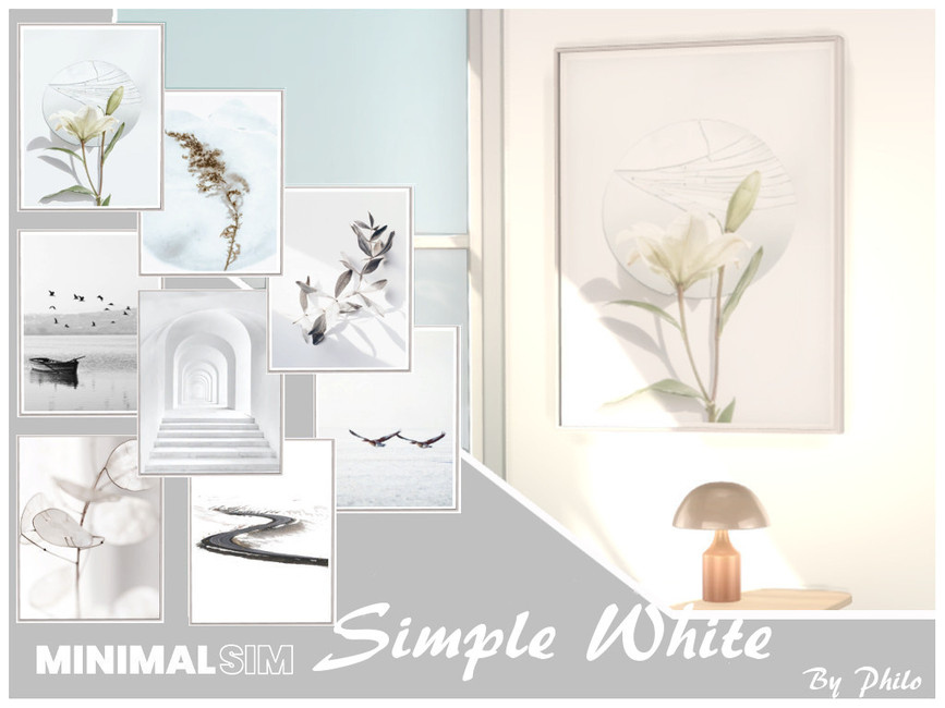 The Sims Resource - MinimalSIM Simple White Wall Arts [Mesh required]
