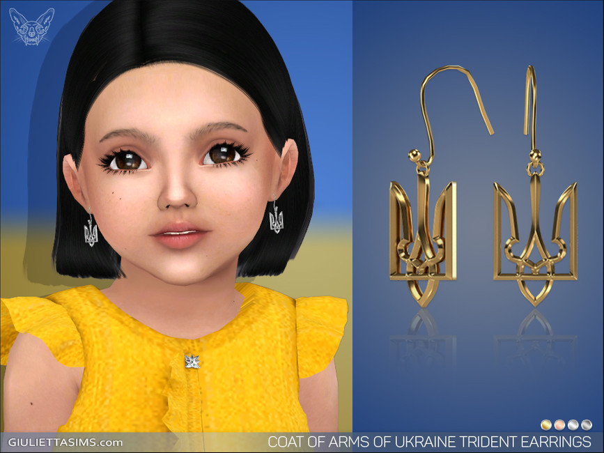 The Sims Resource - Coat Of Arms Of Ukraine Trident Earrings For Toddlers