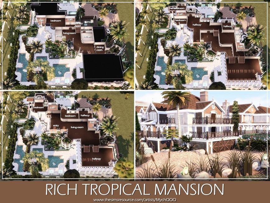 The Sims Resource - Rich Tropical Mansion (unfurnished)